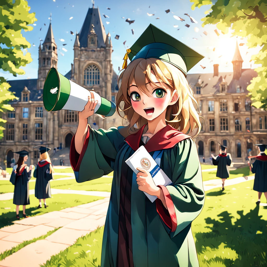 Graduation cap and gown adorned with my university's emblem by 지현빈 ...