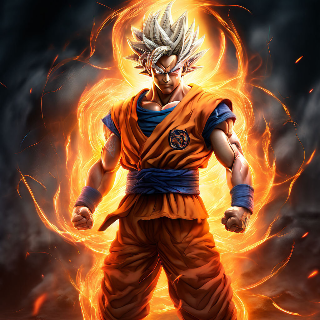 Goku into different pose of super Saiyan realistic anime ref... by ...