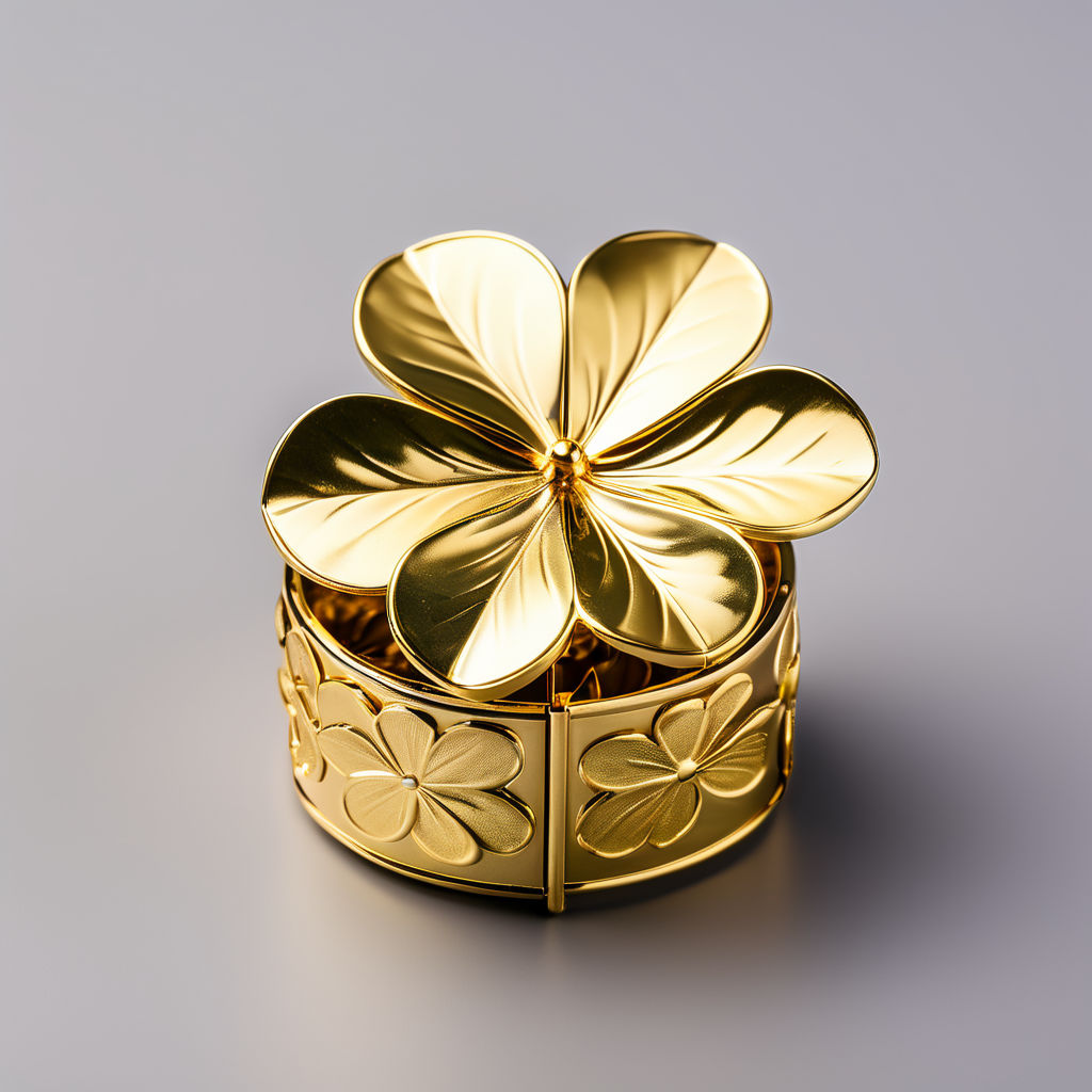 Golden four-leaf clover-shaped jewellery box made of gold by 김민서 ...