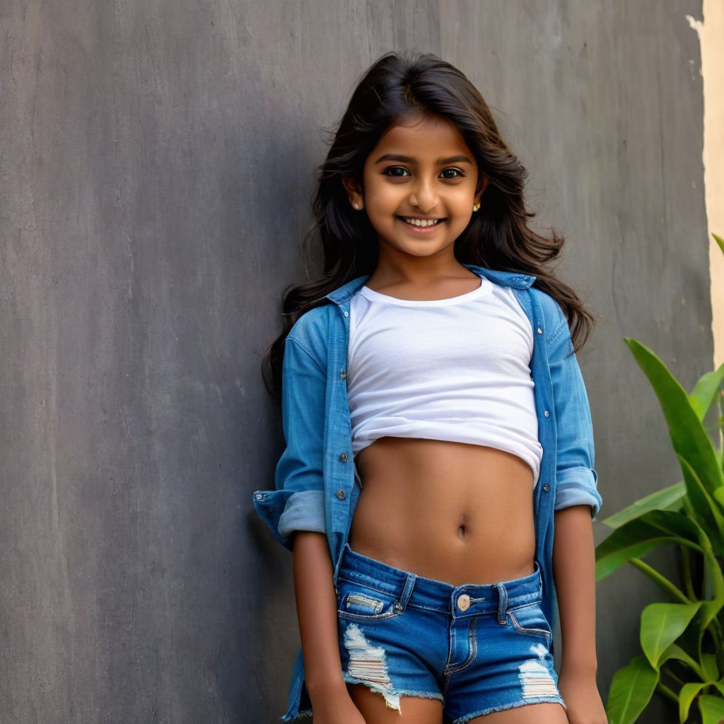10 year old Indian cute attractive girl smirk wearing ripped... by ...