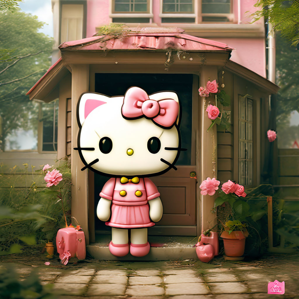 Make a hello kitty pic where she is on outside of her house by Mr Zen ...