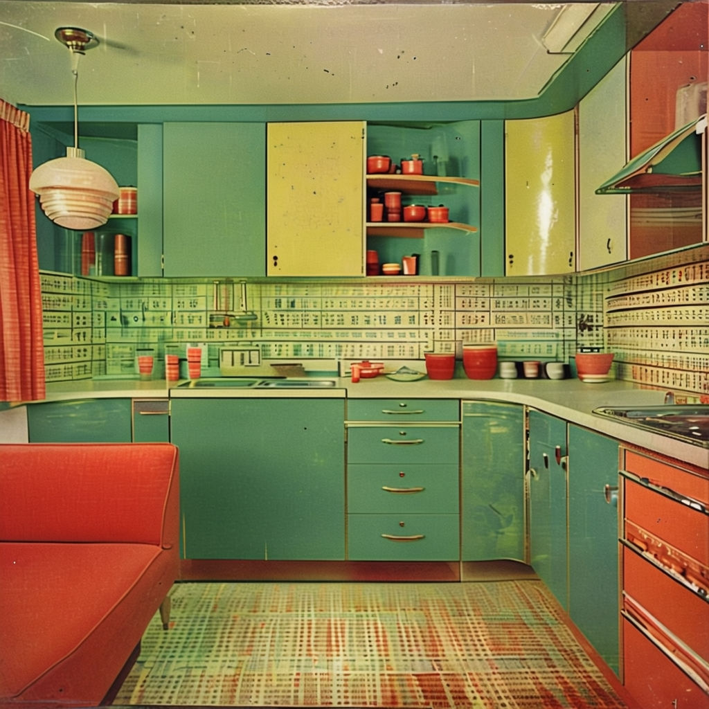 1950s mid-century-modern kitchen in typical 1950s colors by Bryan ...
