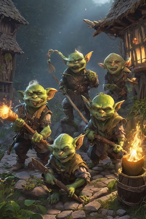 4 goblins how is sniking upp on you in the fildes ataking y... by ...