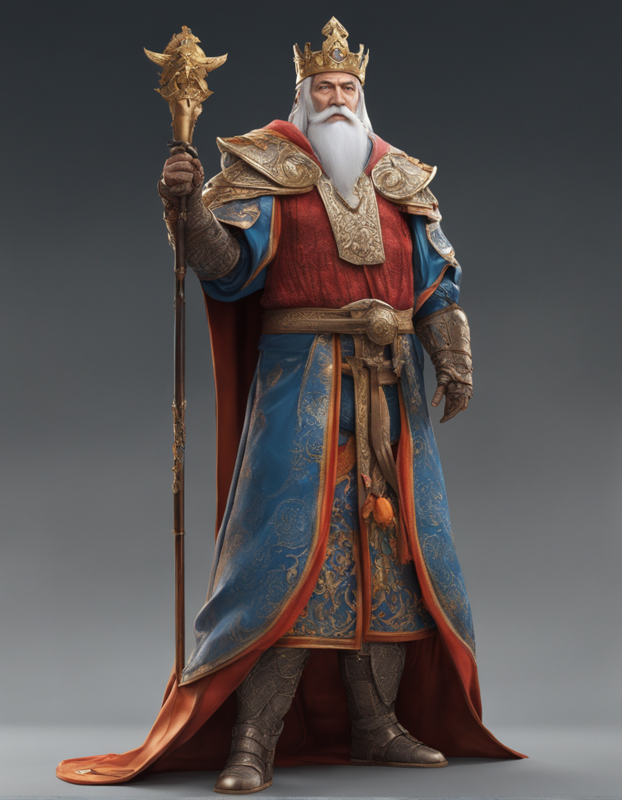 Old medieval king full body character concept reference stan... by ...