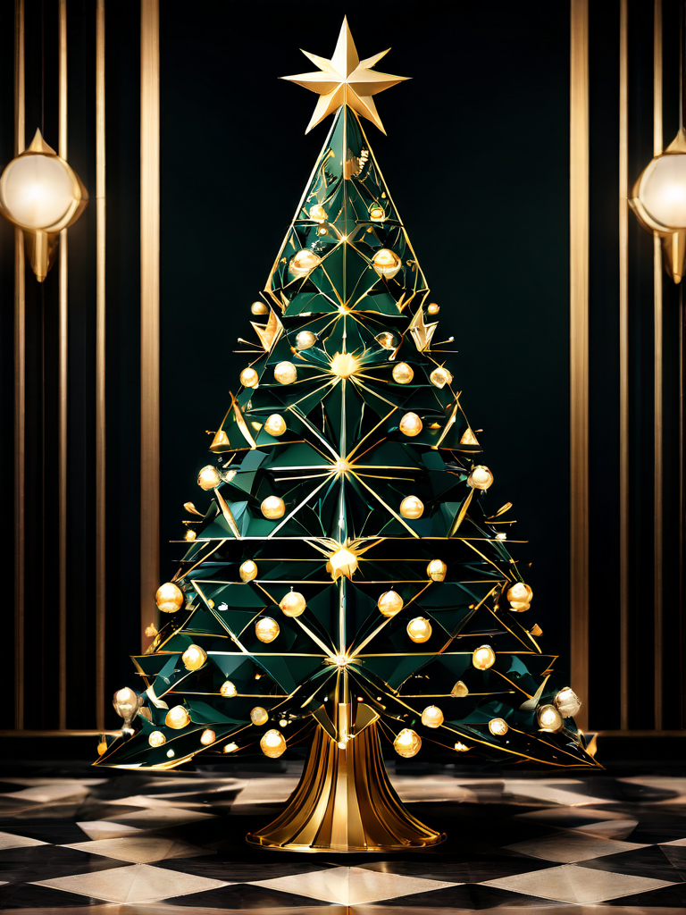 A stylized Christmas tree inspired by Art Deco or english st... by ...