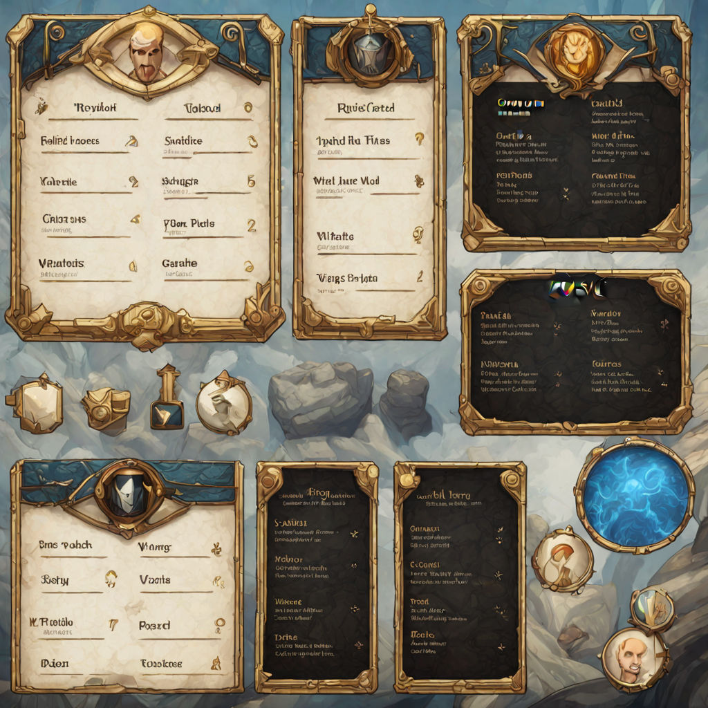 An art deco inspired menu ui for a game with medieval touche... by Carlos Eduardo Neitzke Alves ...