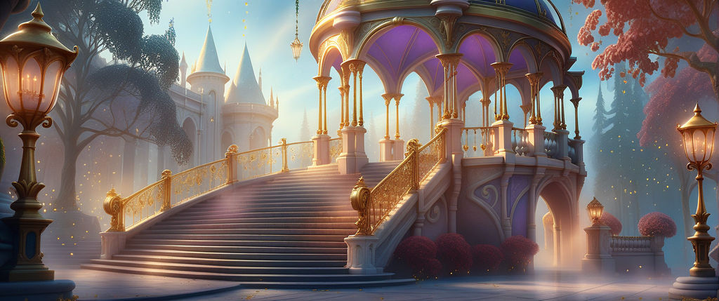 A magical fantasy scene from Beauty and the Beast with a gra... by ...