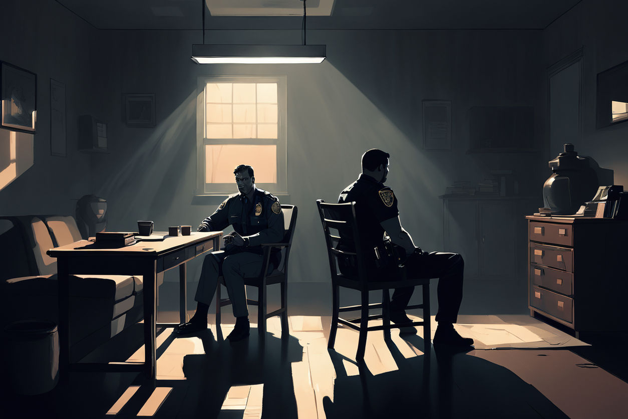 Illustration of a tense interrogation scene by Sakshamraj Chaurasiya ...