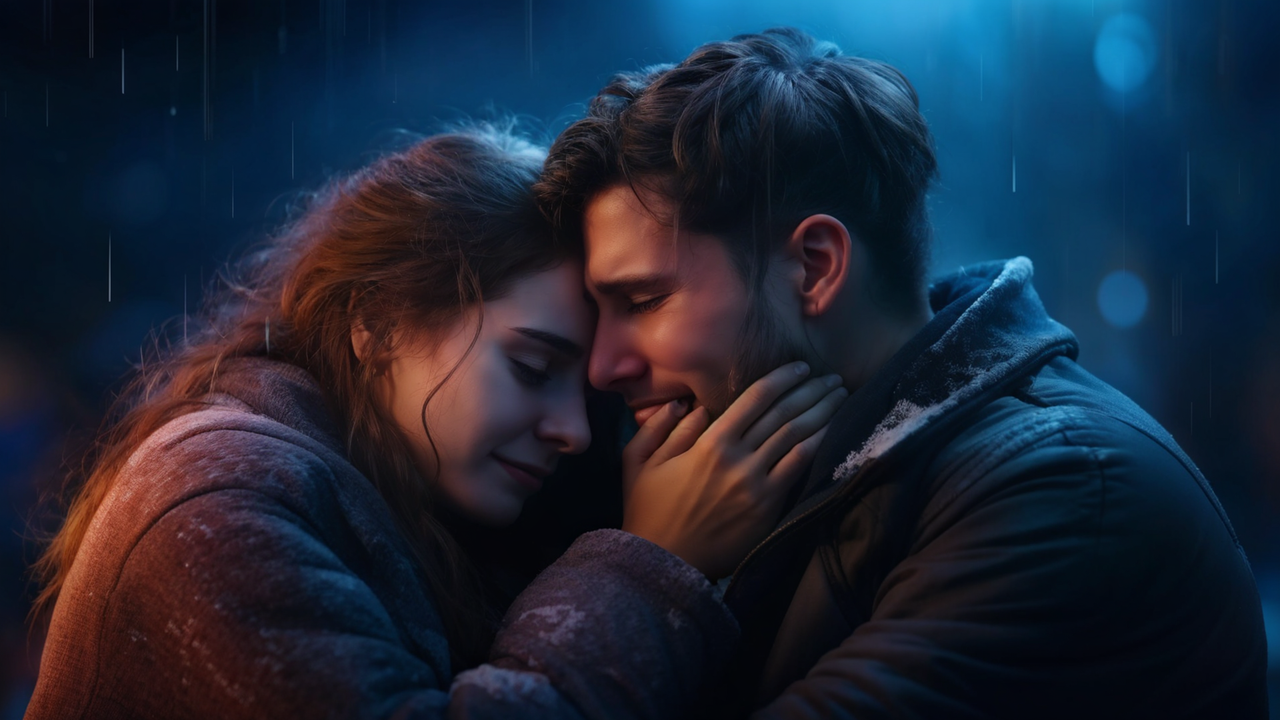 Two people crying hugging each other by Bruno Metzker - Playground