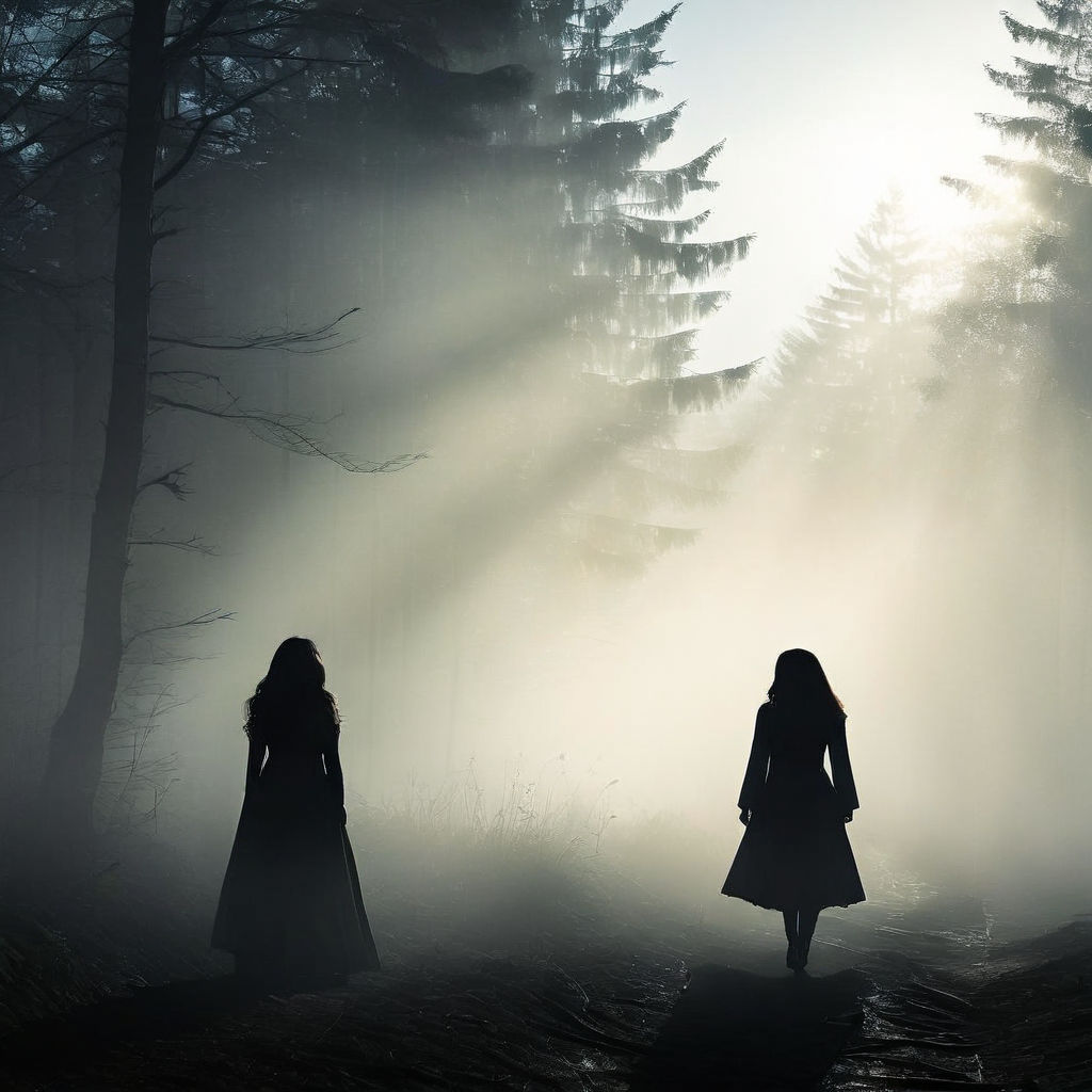 Two women shadow figures next to each other by Gica Tautescu - Playground