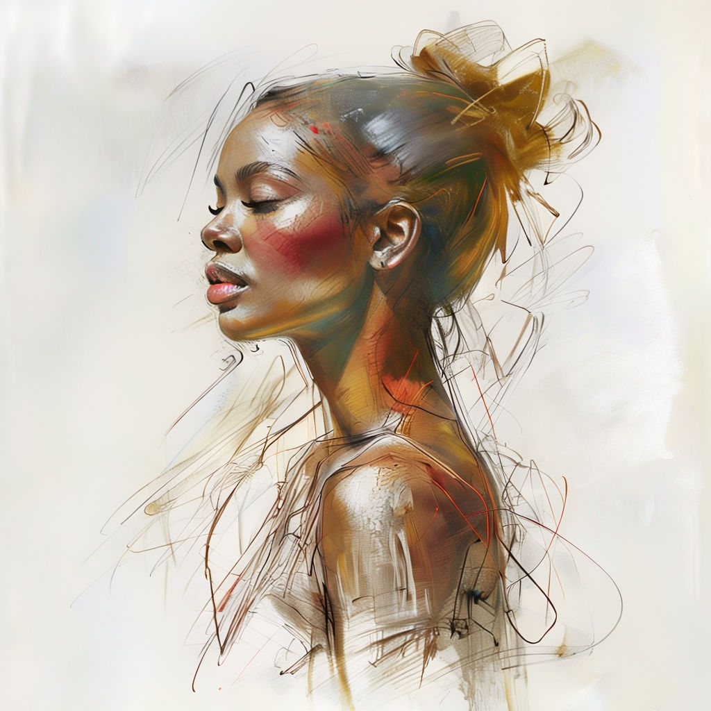 Simple beautiful woman side body sketch an dry paint drawing by Ercan ...