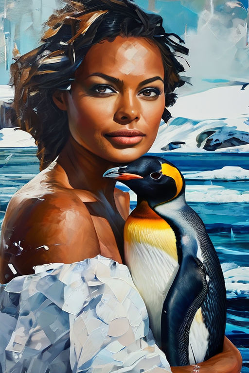 The full-body portrait of a Nordic beautiful woman with a pe... by ...