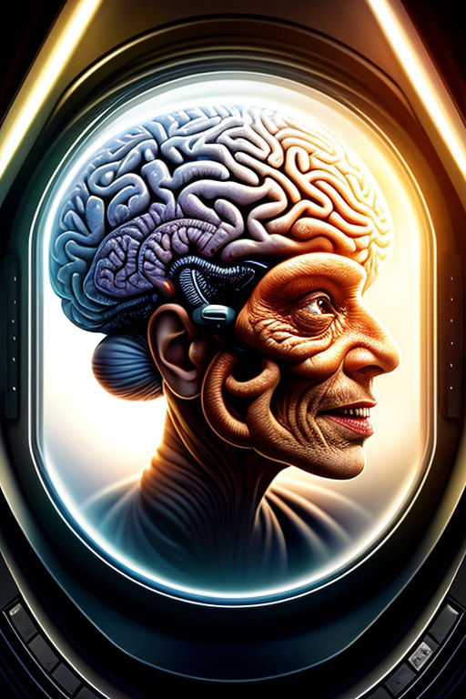 Caricature sci-fi art of brain in a vat by Paige Compositor - Playground