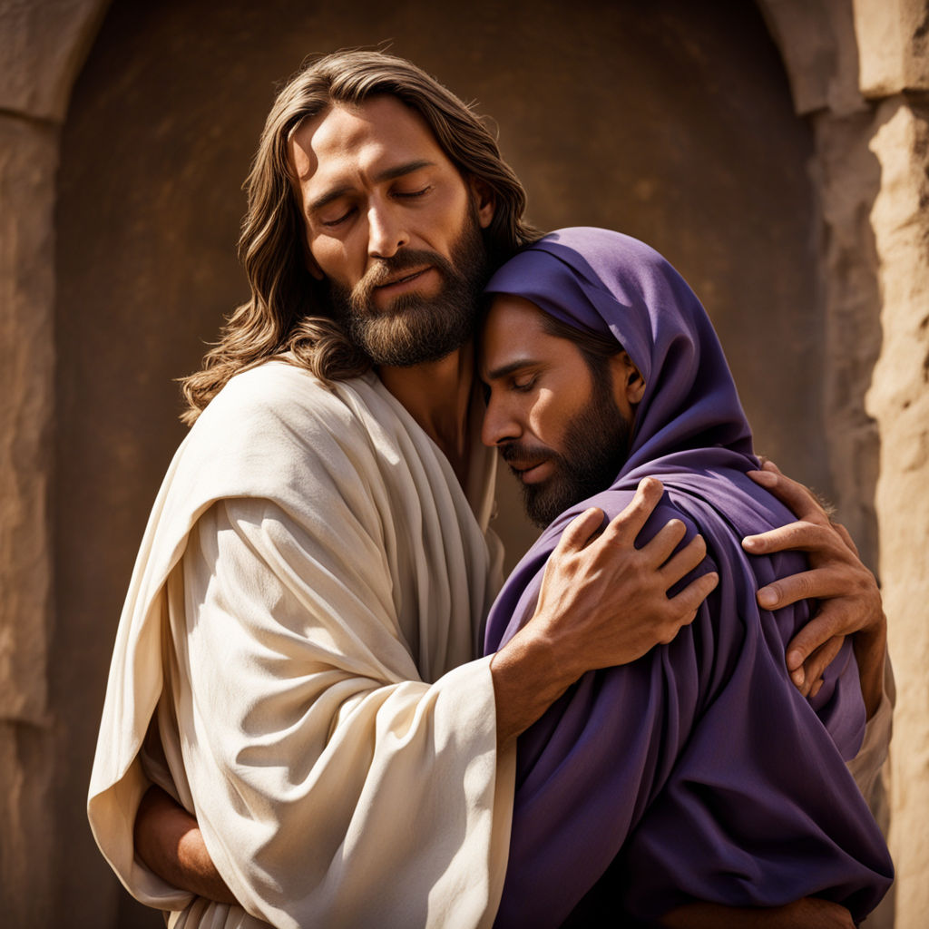 "Envision Jesus embracing a repentant sinner by Tradiciones Divinas ...