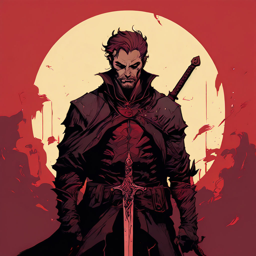 A drawing of a man with a sword by David Montoro - Playground