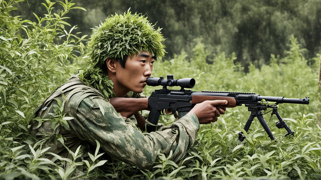 The asian sniper camouflaged as a bush by Nguyễn Hoàng Minh - Playground