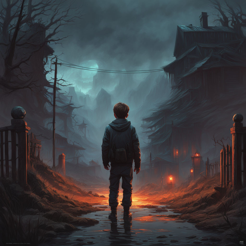 Creepy horror boy in a dark scene looks horrific by Taybor German ...