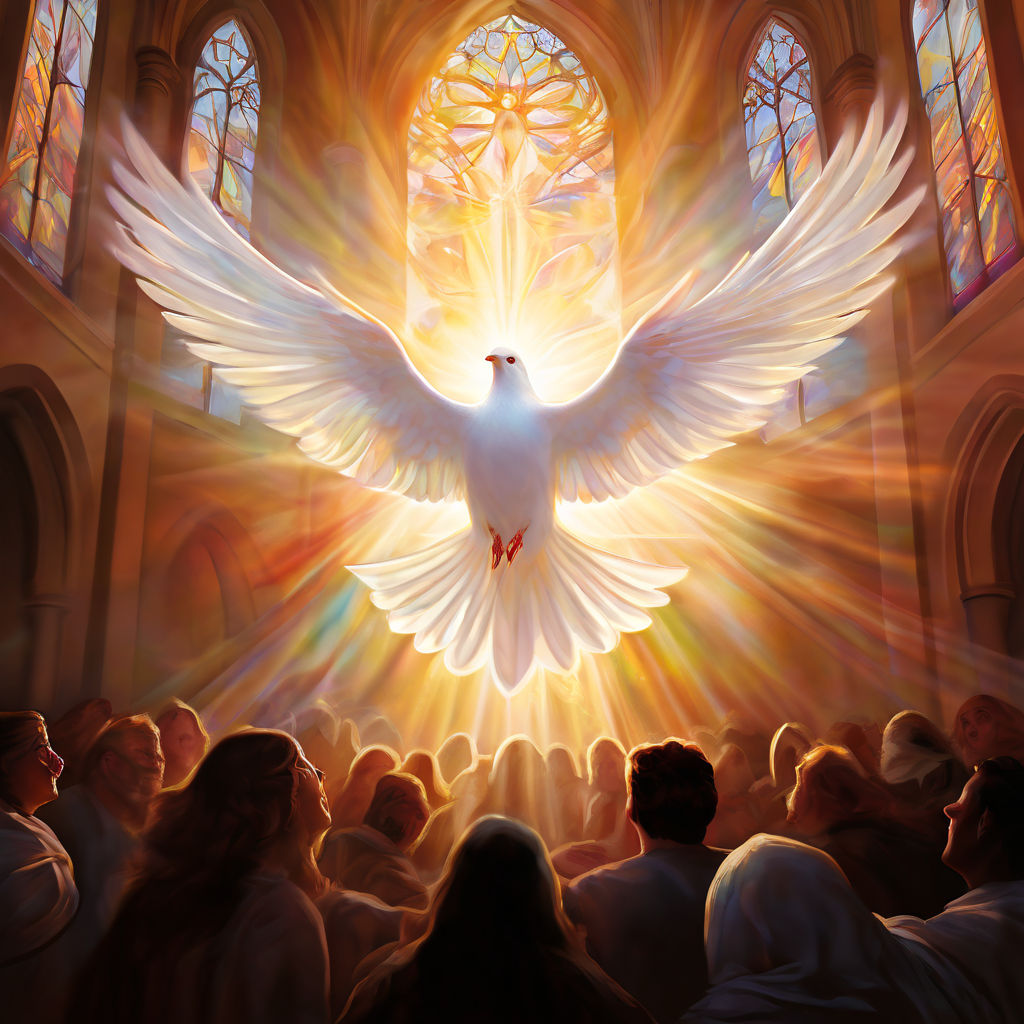 Illustrated depiction of the Holy Spirit descending upon a c... by wik ...