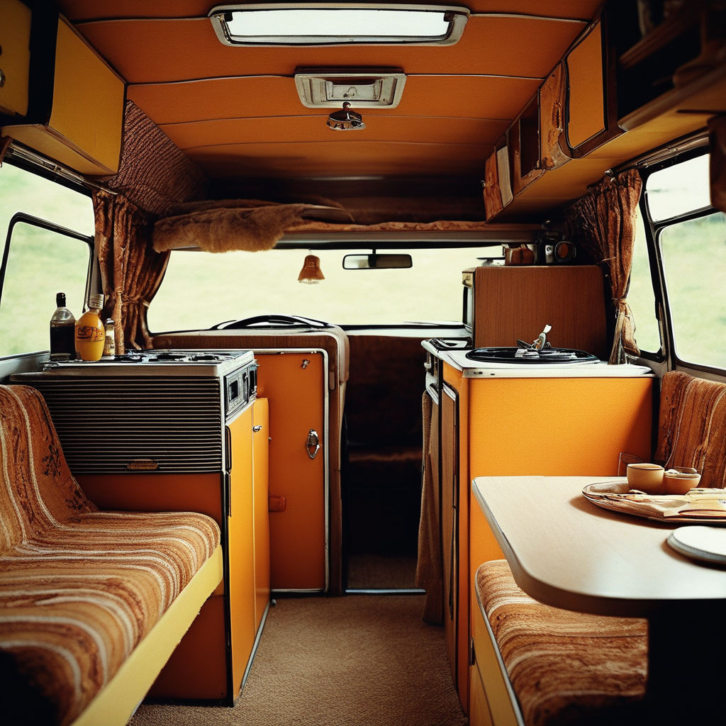 Interior of a 1970's van camper by Pred Catchers CA - Playground