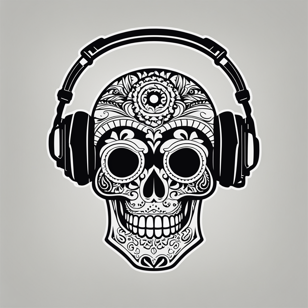 A black and white vector logo of a prehispanic Mexican skull... by ...