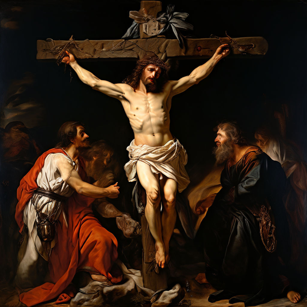 Jesus on the cross between the two thieves by Isabel Psiqui - Playground
