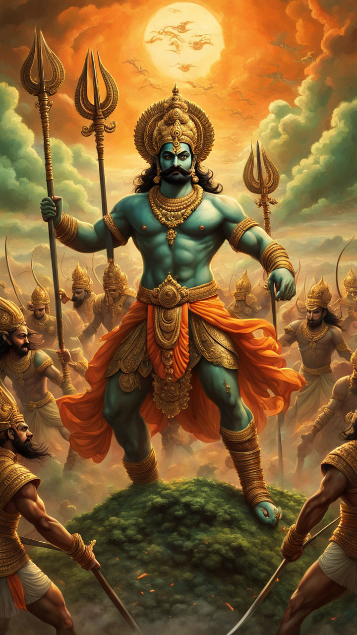 Epic battle scene between Lord Rama and Ravana by Anil Sehrawat ...