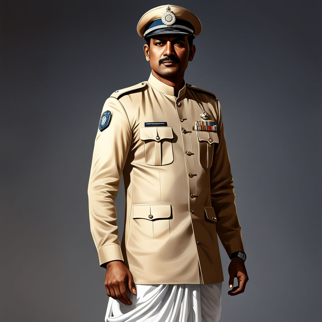 Indian police officer dressed in traditional kurta and dhoti by anika ...