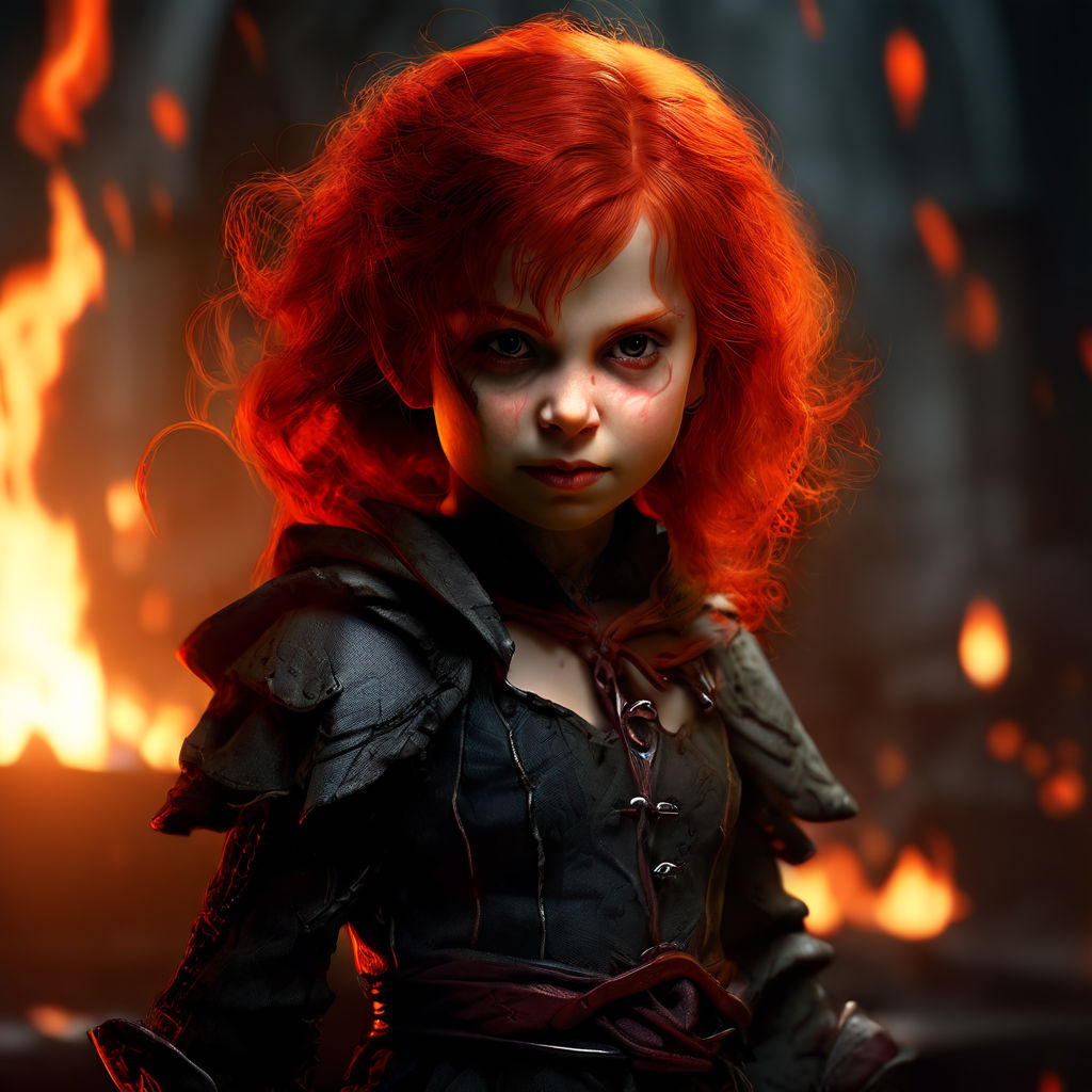 Female goblin child vampire with fiery red hair by wemmi wemmi - Playground