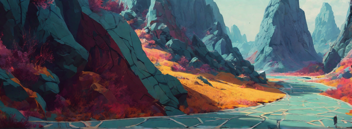 Mysterious comic toon landscape featuring an undulating terr... by ...