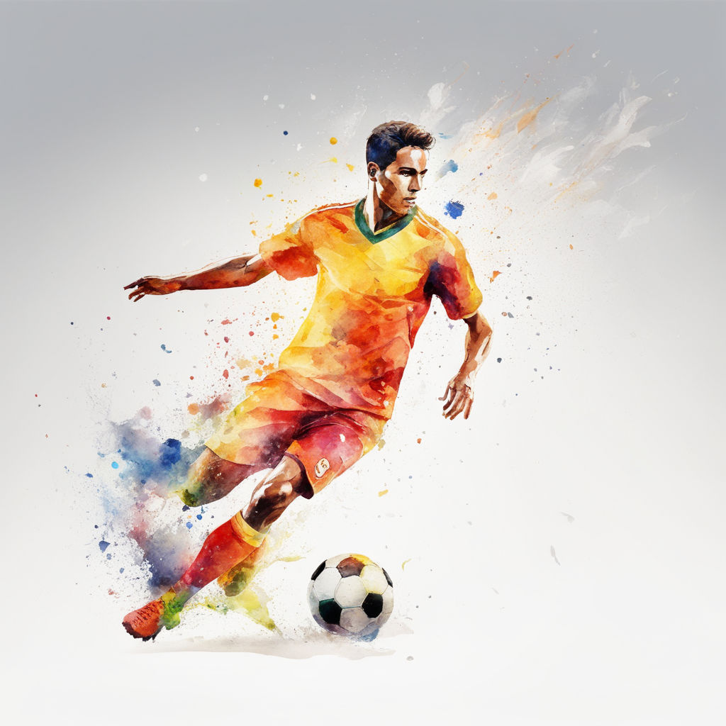Abstract soccer player in action dispersion effect by dorie durian ...