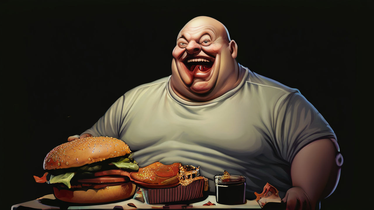 Toothless bald fat man ghoulish guy tall fat body with tongu... by ...