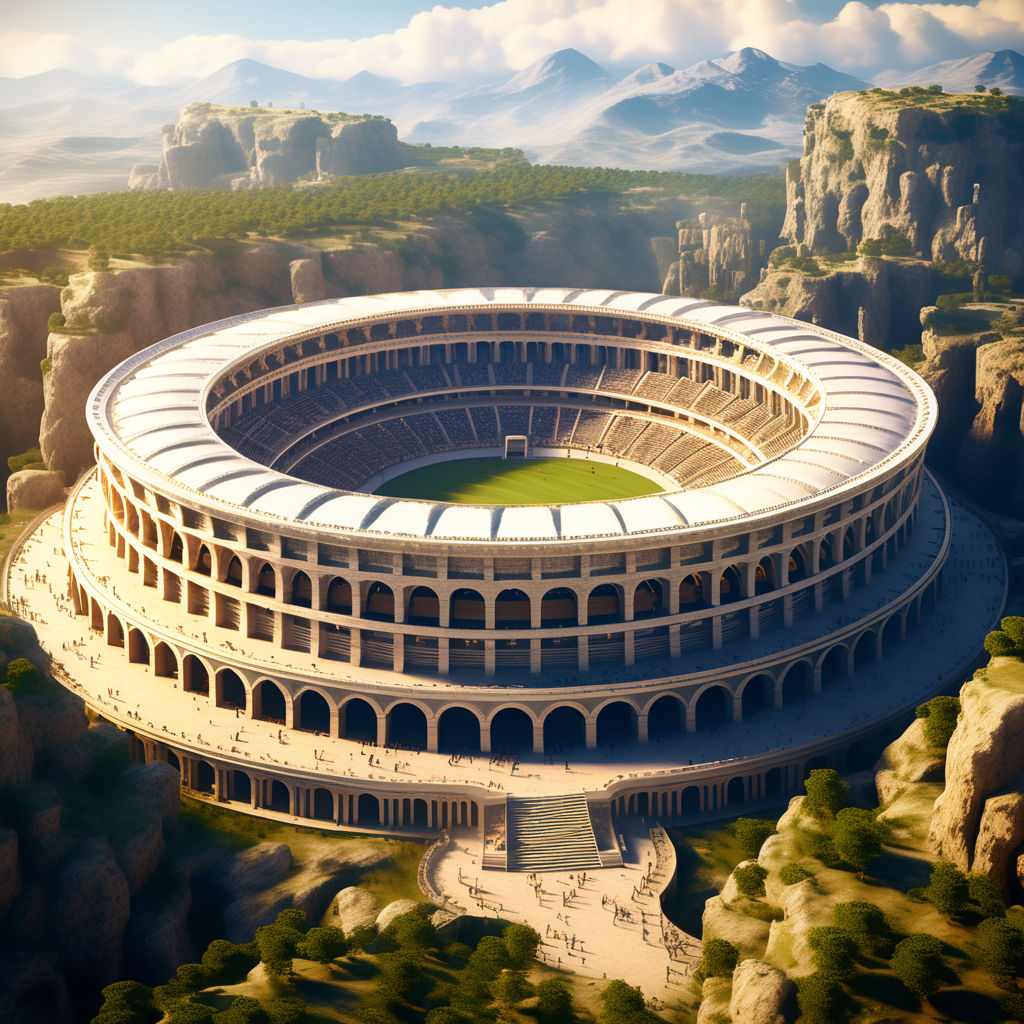 Epic fantasy stadium patterned after the ancient Roman colos... by ...