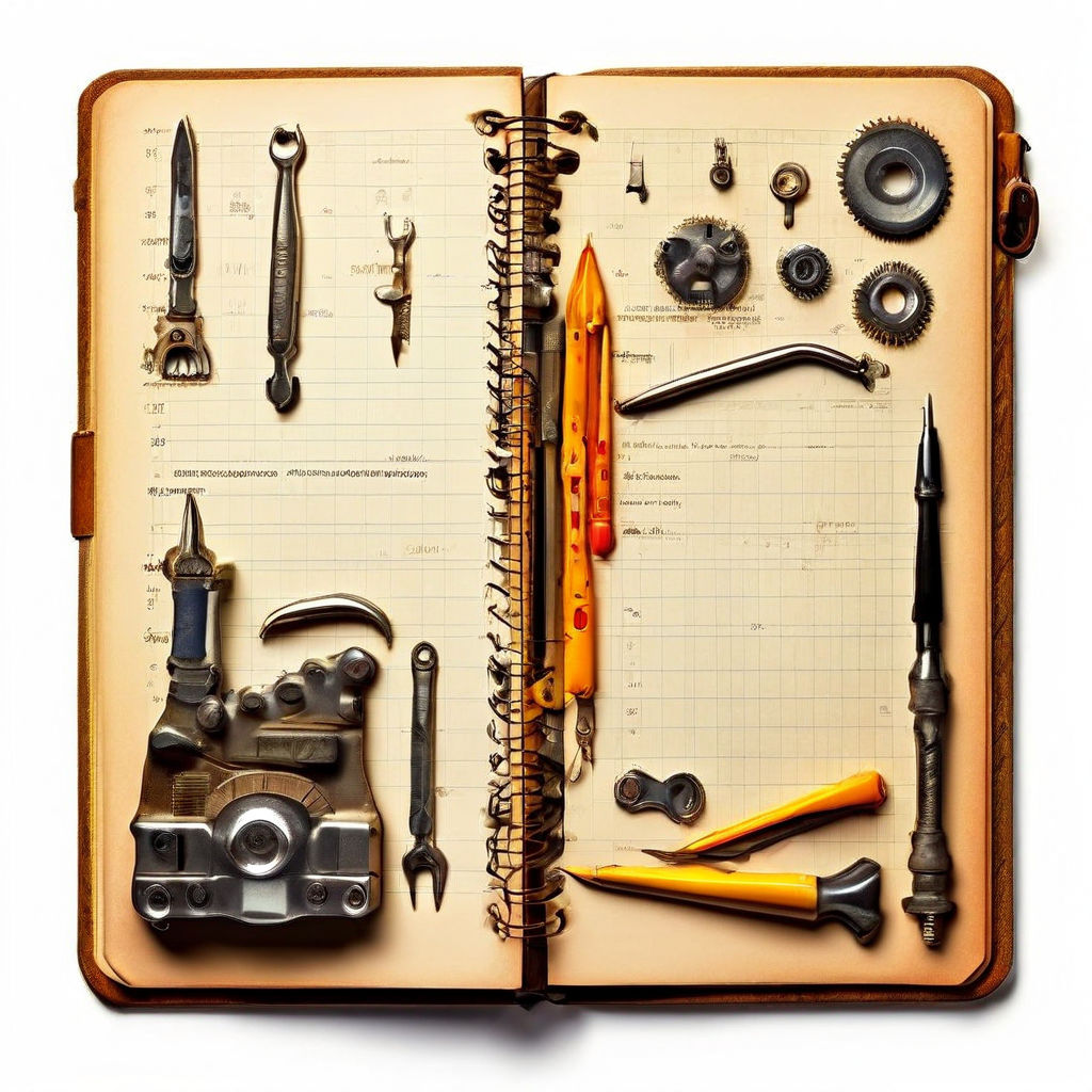 Maintenance notebook theme at centre of picture with white b... by ...