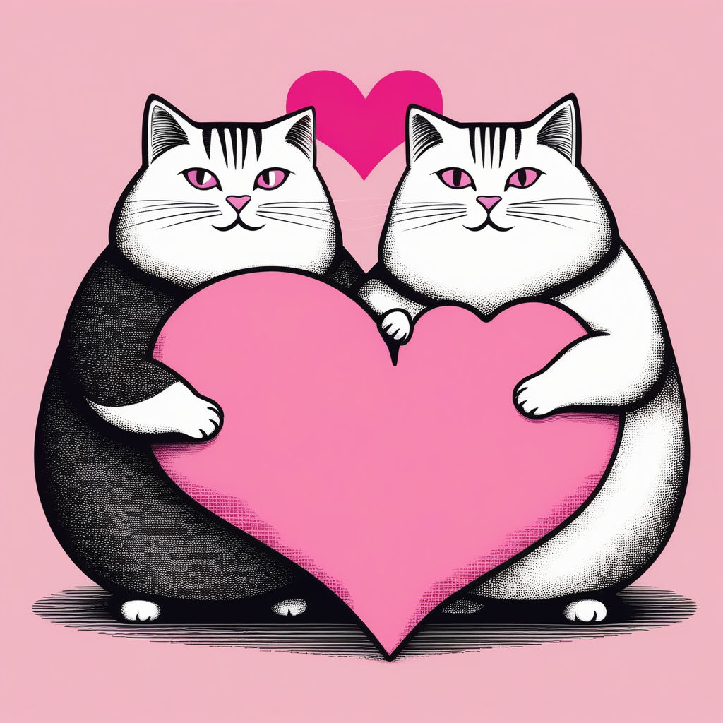 Two fat cats stand across from each other by Ева Макарова - Playground