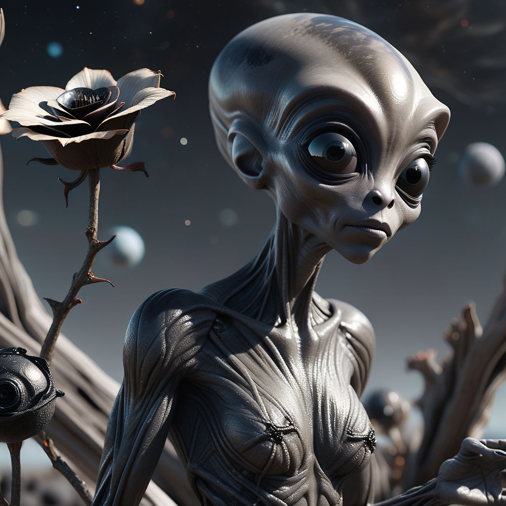 A hyperrealistic 4K 3D representation of a space alien of th... by ...
