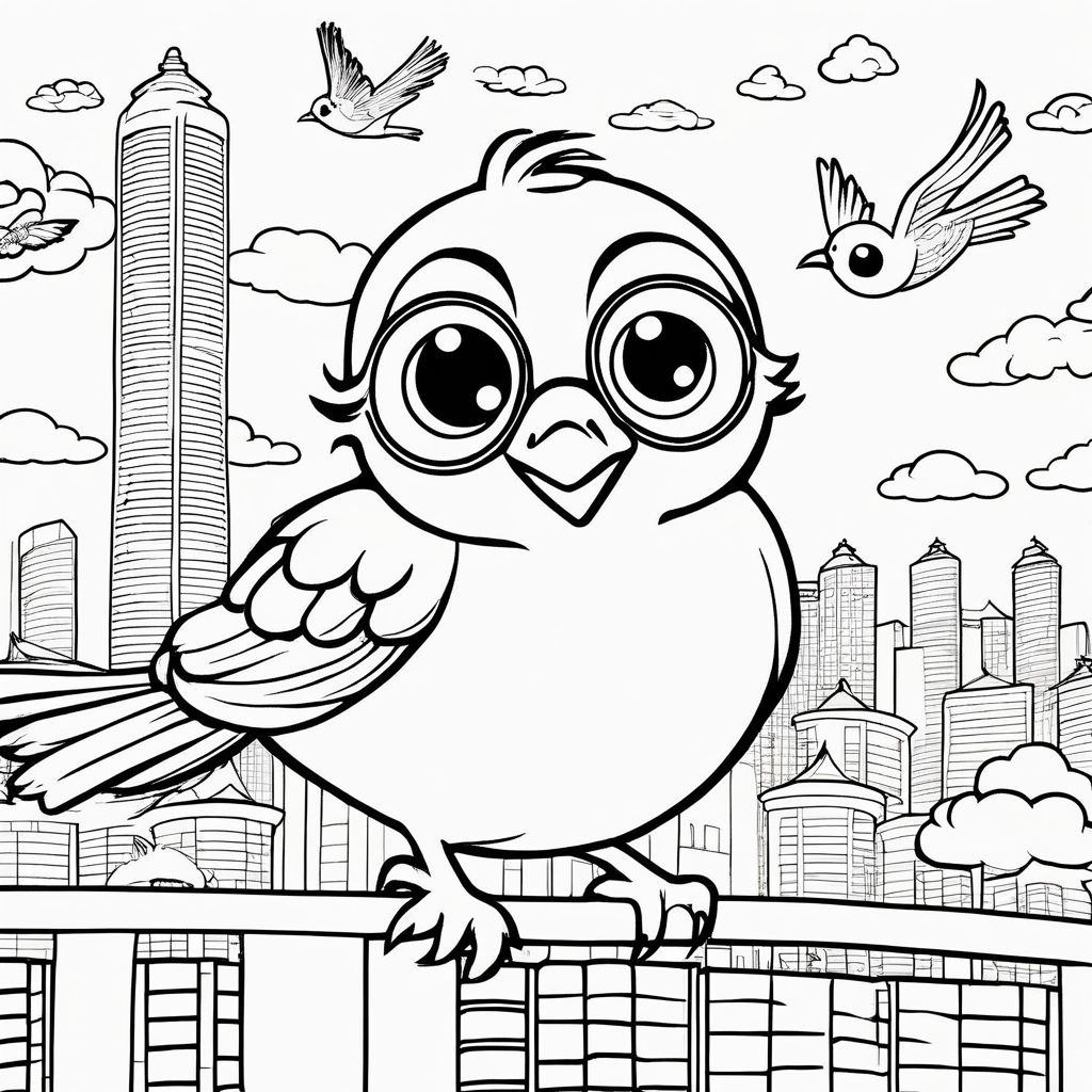 Please a coloring picture of rupert a little bird with big e... by ...