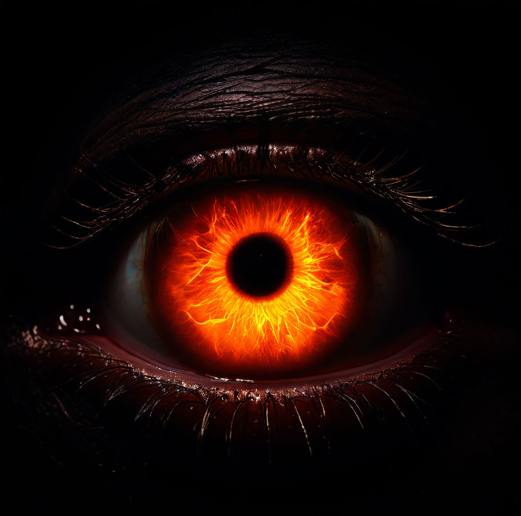 Creepy Giant Orange glowing eye made of shadow in the void ... by Harry ...