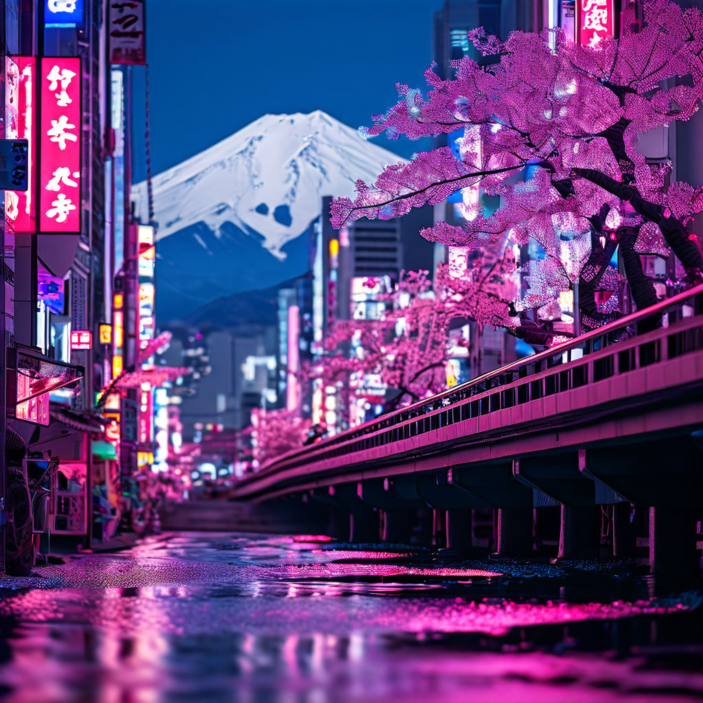 A futuristic Tokyo landscape submerged in neon lights by 石野裕汰 - Playground
