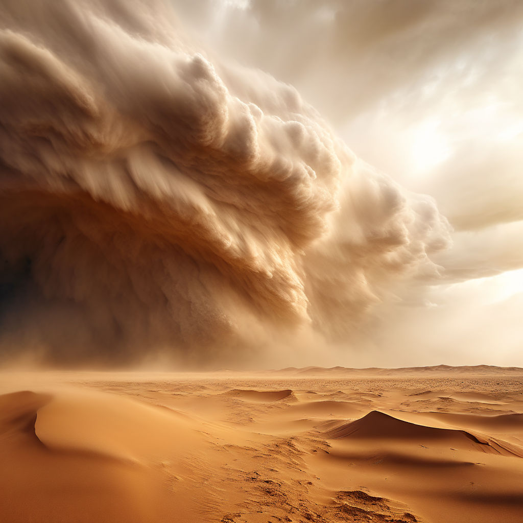Sandstorm - a windstorm that carries clouds of sand over a v... by ...