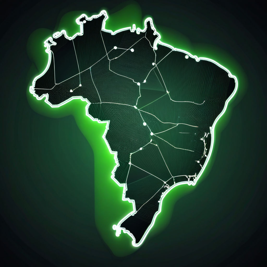 Realistic illustration of the map of Brazil formed only by s... by ...