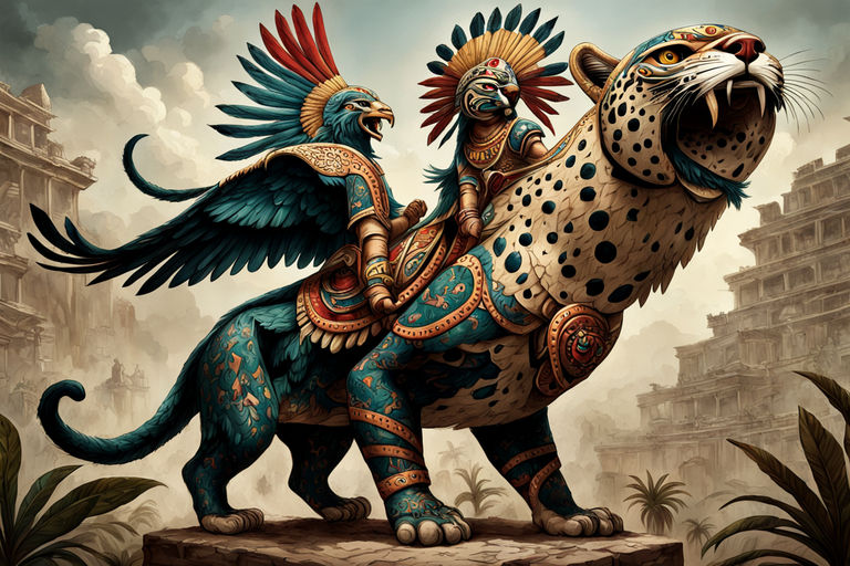 Crea una imagen del imperio mexica con sus guerrero jaguar y... by ...