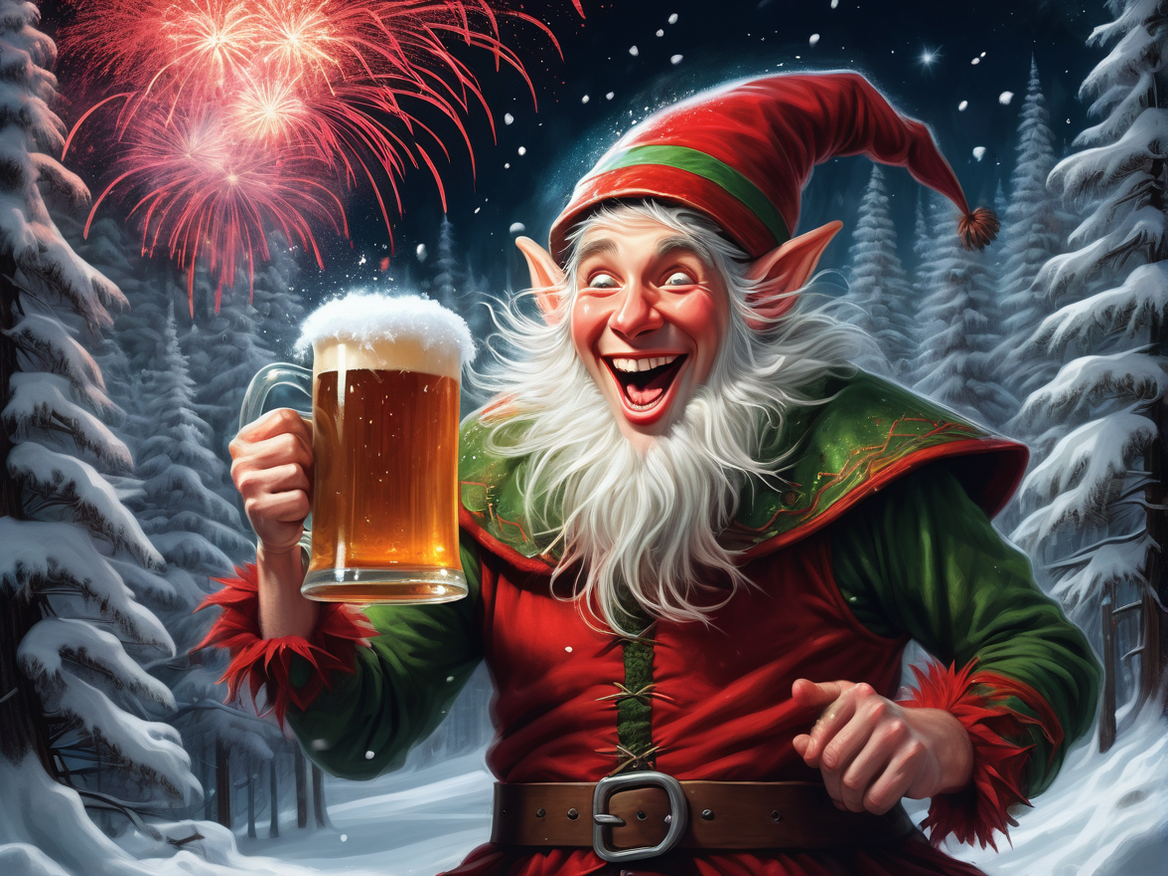 Giant elf emitting a hearty laugh by Deborah Bailey - Playground