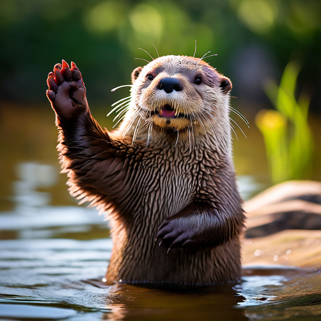 Otter saying farewell waving his arm by ANTOINE LAULAN - Playground
