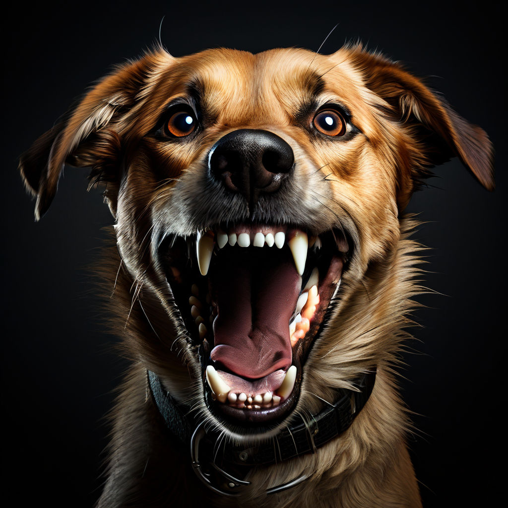 A dog with a very big head and sharp teeth. the shape of it... by ...