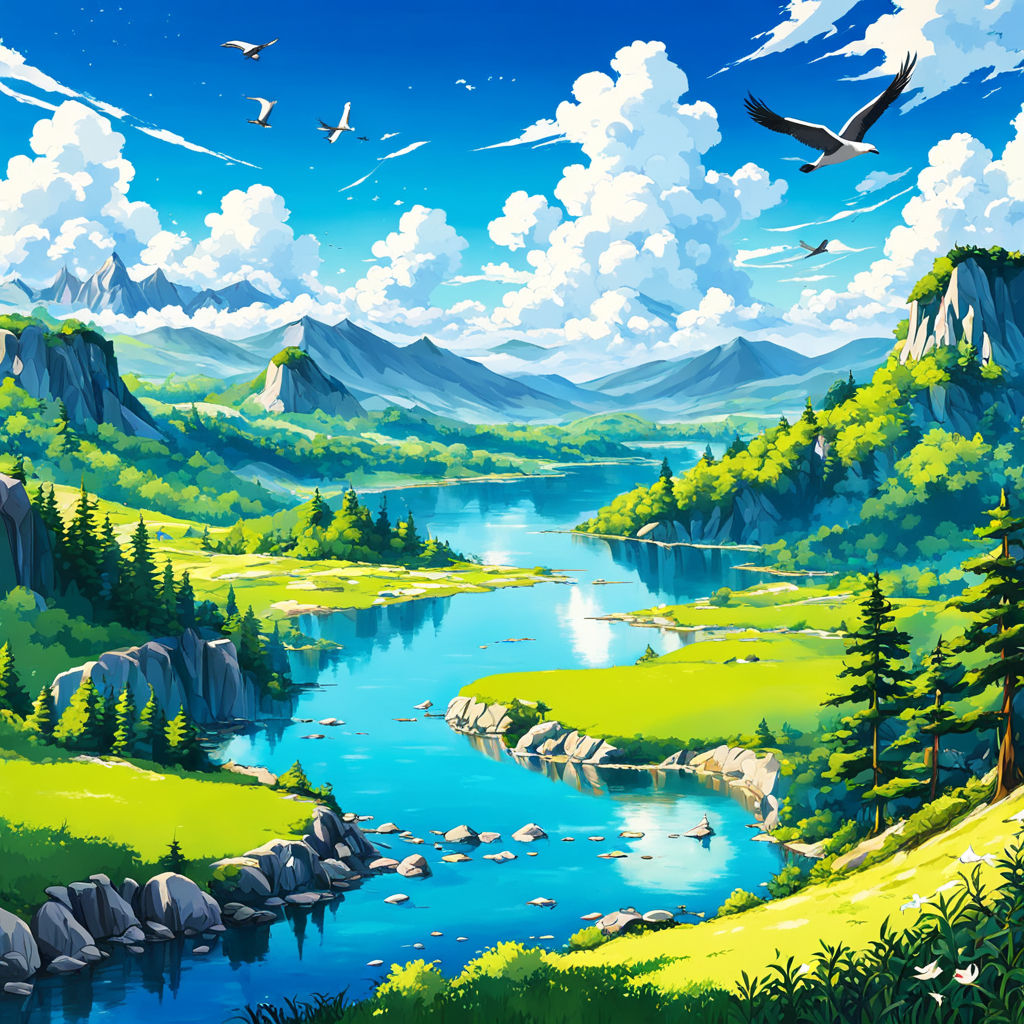 Anime-style landscape by Mandy Rubio - Playground