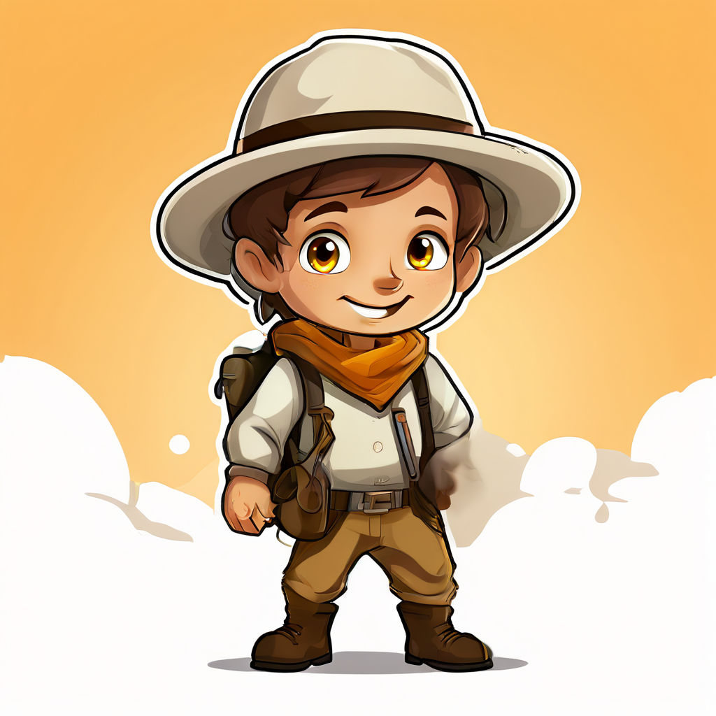 A cartoon depiction of an explorer character full body white... by ...