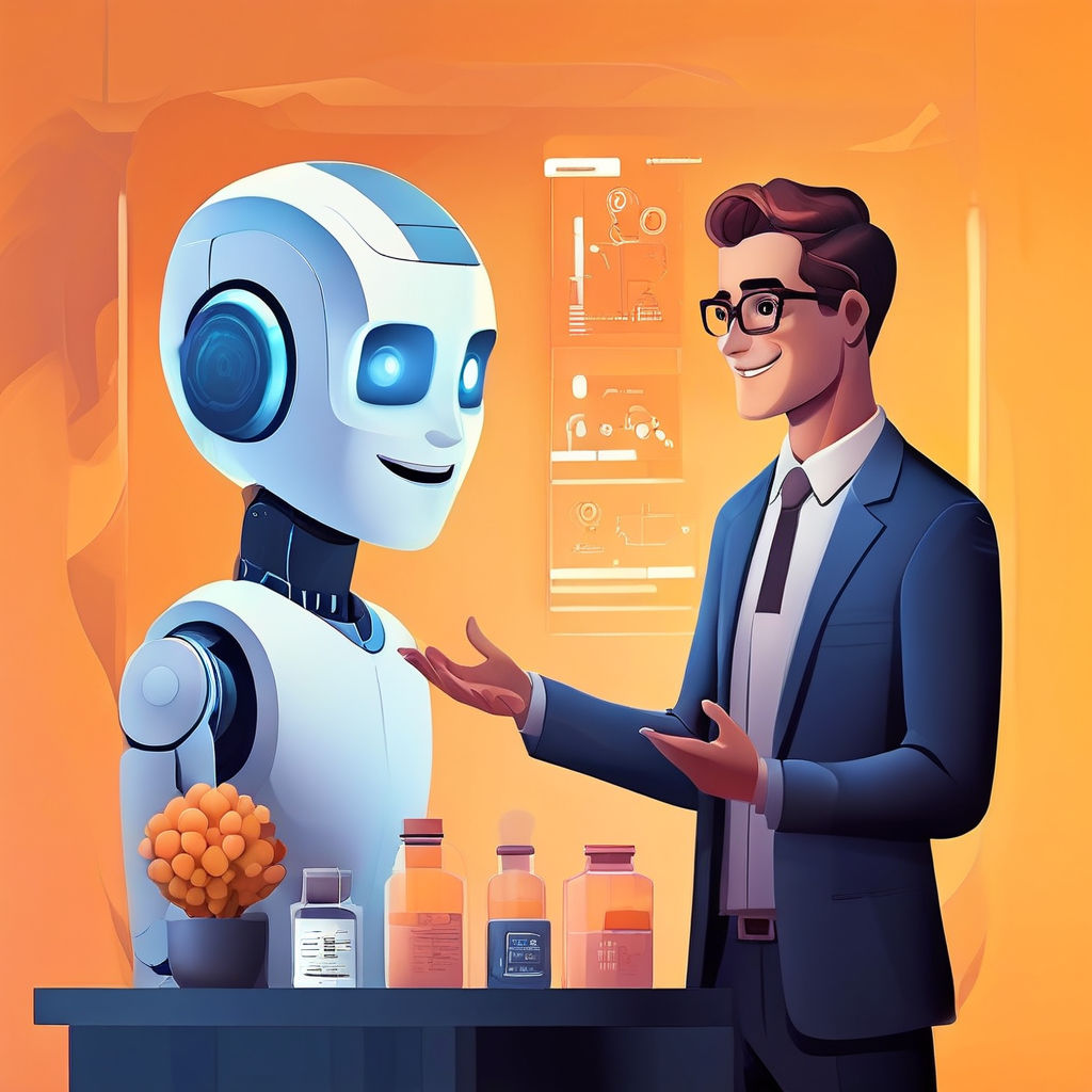 Make an illustration of an AI agent presenting different ver... by ...