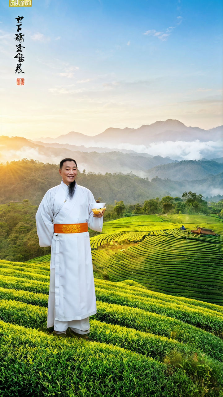 Ancient Chinese scroll featuring Emperor Shen Nong standing ... by ...