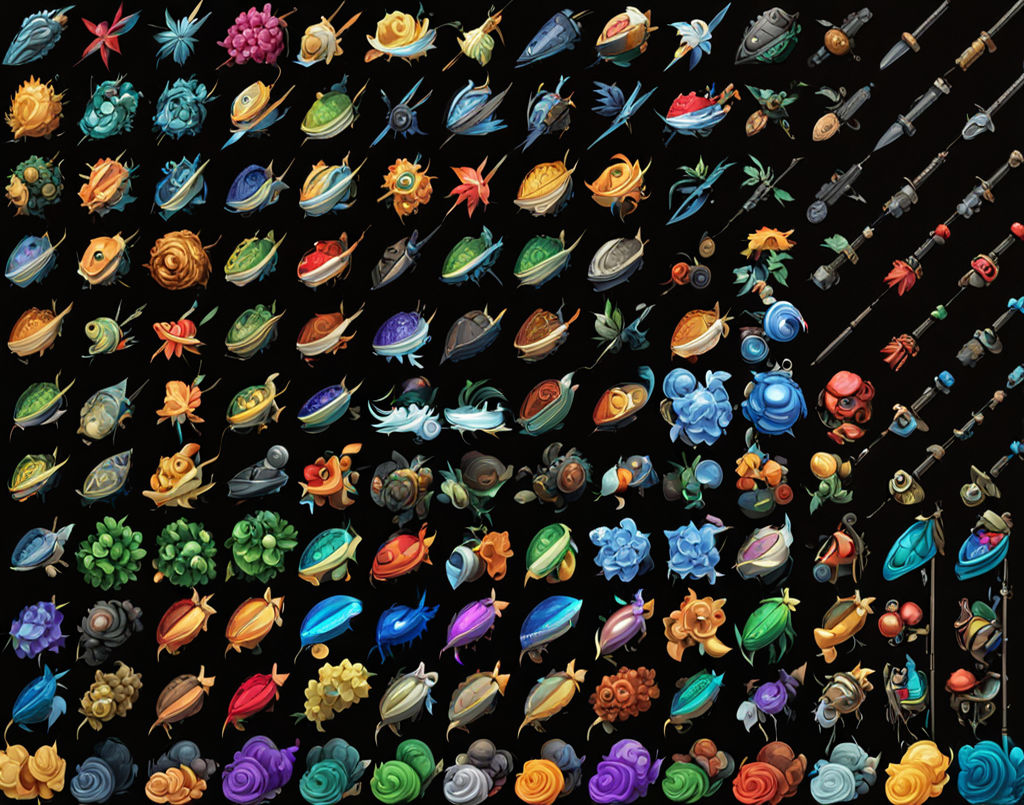 Create 2D game sprites for fishing poles and tackle by Cofys MC ...