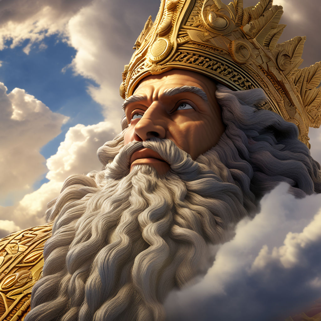 A close-up of Nebuchadnezzar's face in humble reverence with... by ...